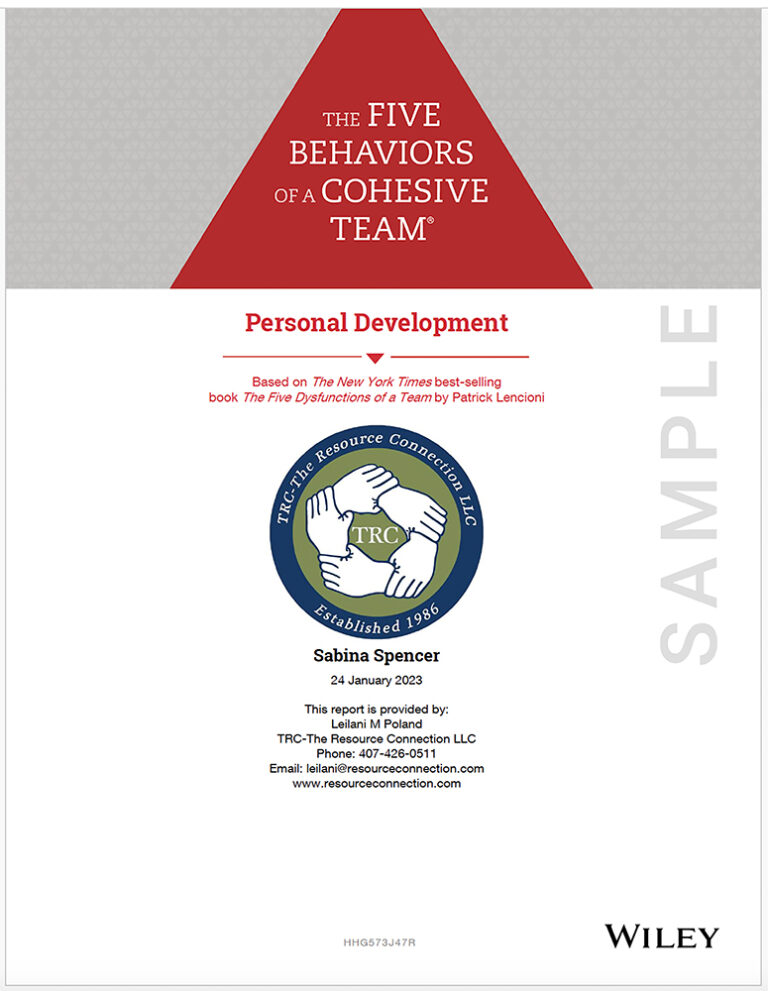 The Five Behaviors Personal Development Assessment - TRC-The Resource ...